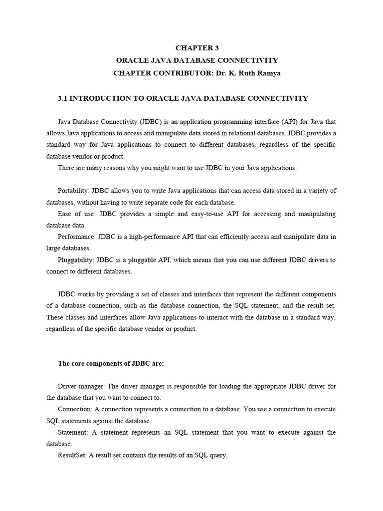 CHAPTER 3 Oracle data base connectivity | PDF | Databases | Information ... CHAPTER 3 Oracle data base connectivity | PDF | Databases | Information ...