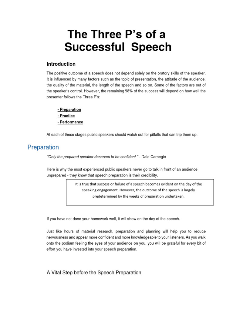 The Three Ps of A Successful Speech | PDF | Public Speaking | Cognition