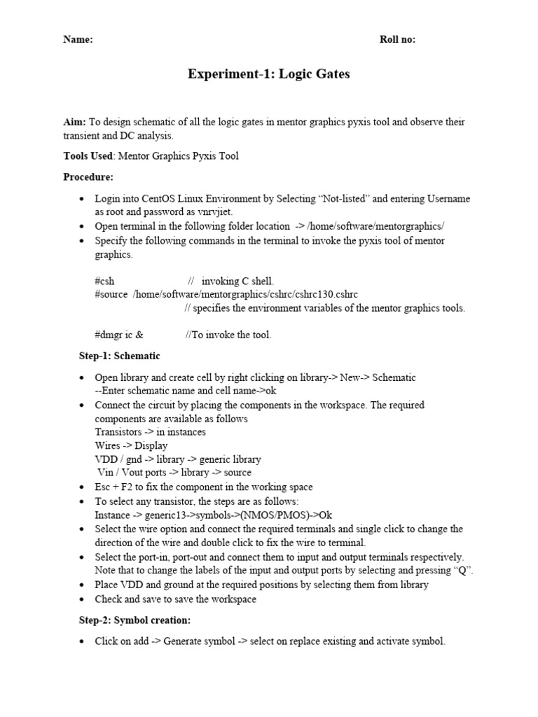VLSI LAB Record-Format | PDF | Logic Gate | Computer Engineering
