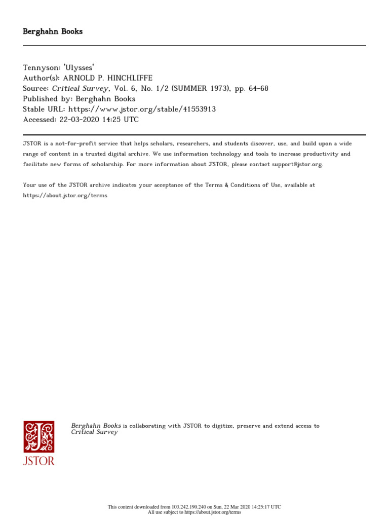 Tennyson Ulysses | PDF | Odysseus