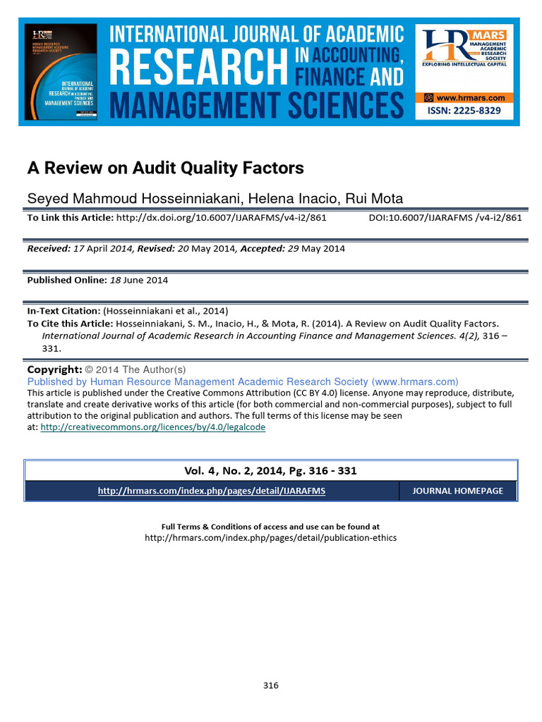 A Review On Audit Quality Factors - pdf1663229963 | PDF | Audit ...