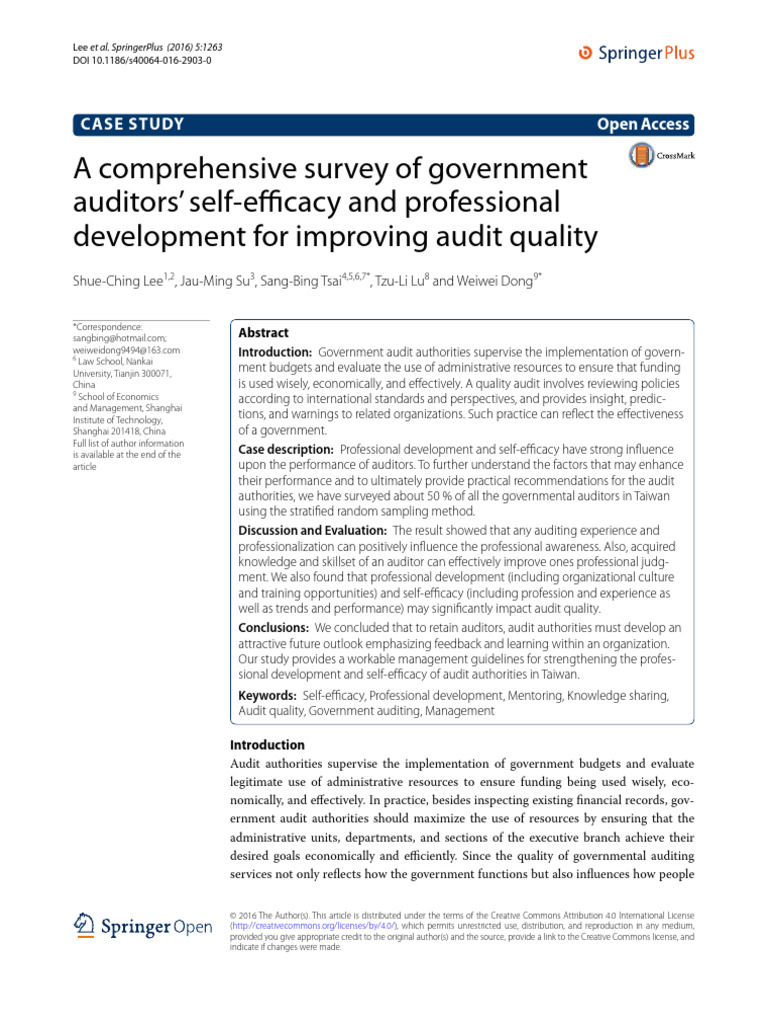 A Comprehensive Survey of Government Auditors' Self-Efficacy and ...