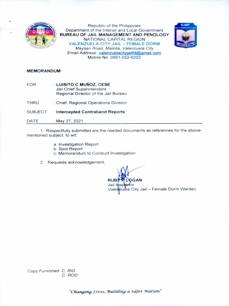 BJMP Rank Classification & Visitation Policy | PDF