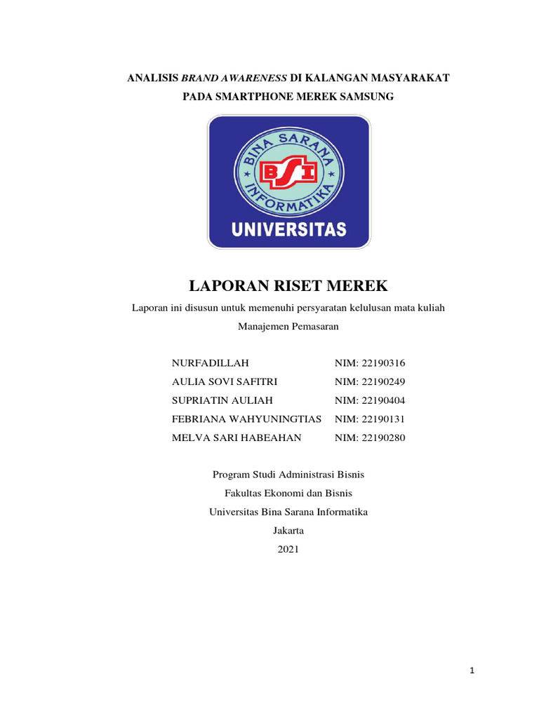 Laporan Riset Merek - Brand Awareness - 2022 (Contoh) | PDF