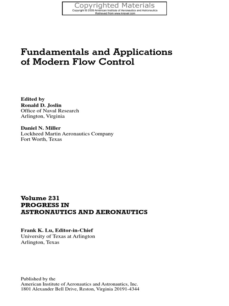 Fundamentals and Applications of Modern Flow Control | PDF | Boundary Layer | Turbulence