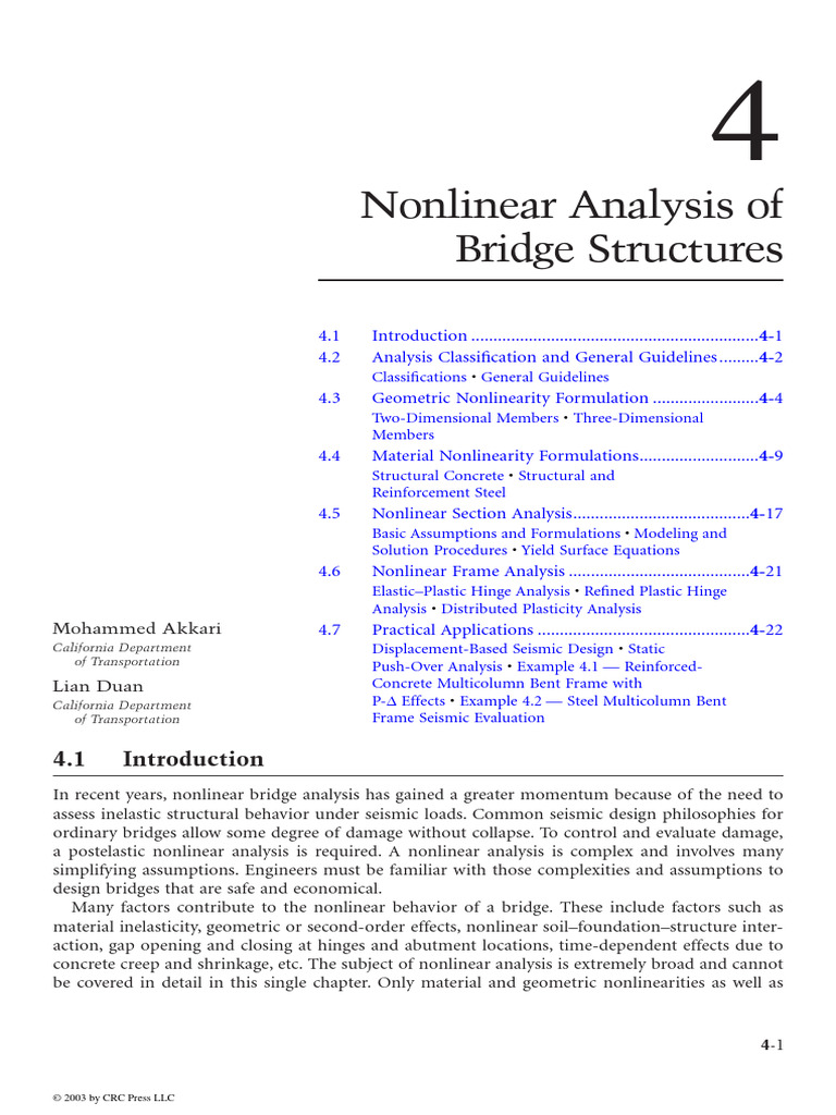 Chapter 4 - Nonlinear Analysis of Bridge Structuree | Download Free PDF | Deformation ...