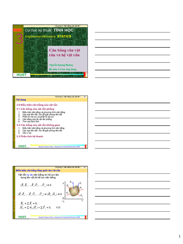 A. Tinh Hoc - ch3 Can Bang Cua Vat Ran - He Thanh - Cho SV | PDF