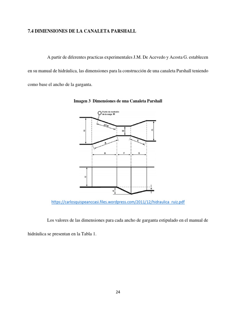 Tablas de Dimensionamiento de Un Canal Parshall | PDF | Física Aplicada ...