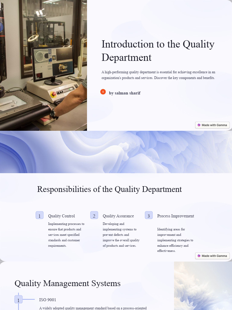 Introduction to the Quality Department (1) | PDF | Quality Management ...