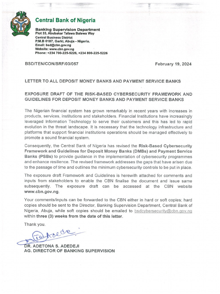 Exposure Draft of The Risk-Based Cybersecurity Framework and Guidelines ... Exposure Draft of The Risk-Based Cybersecurity Framework and Guidelines ...