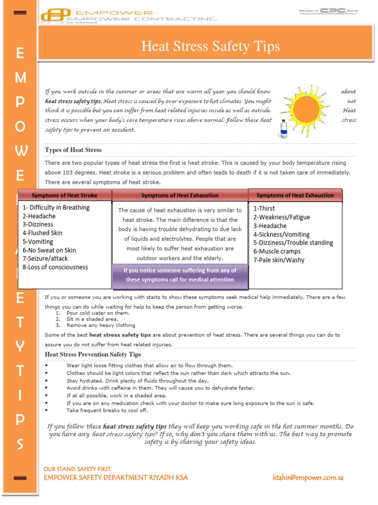 Heat Stress Safety Tips-2 | PDF | Hyperthermia | Diseases And Disorders