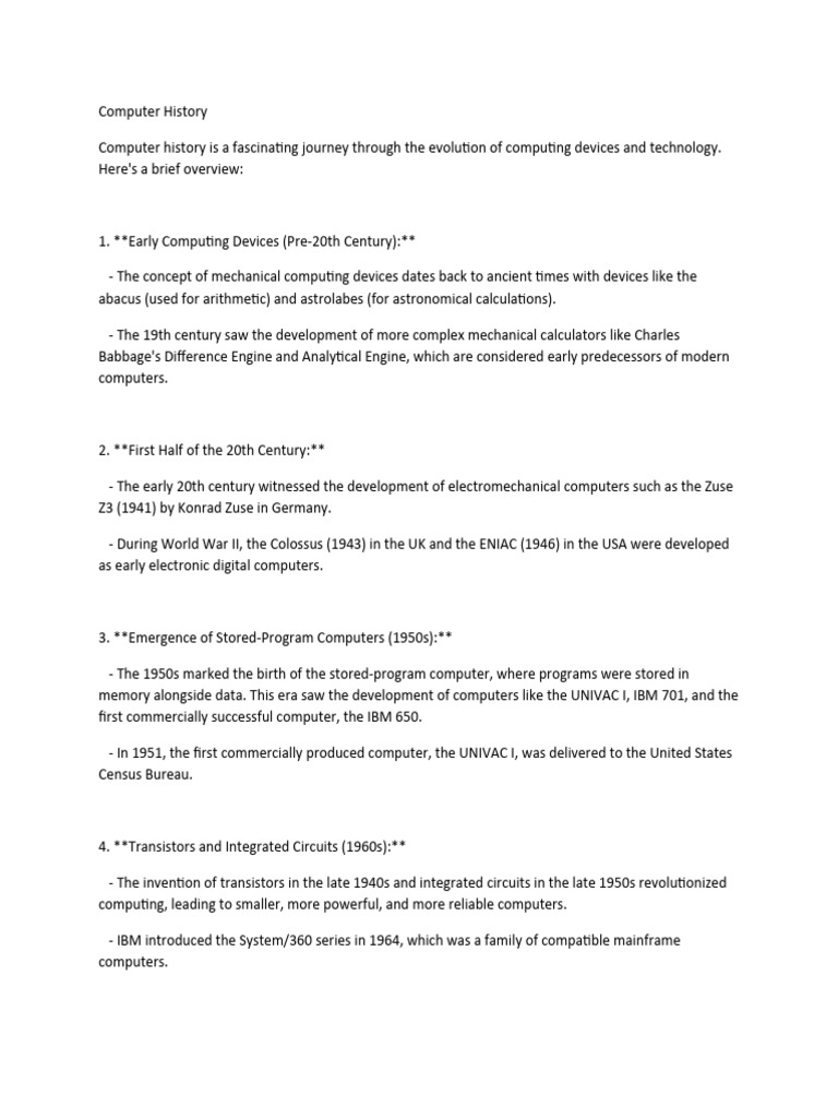 Computer History | PDF | Computer Network | Graphical User Interfaces