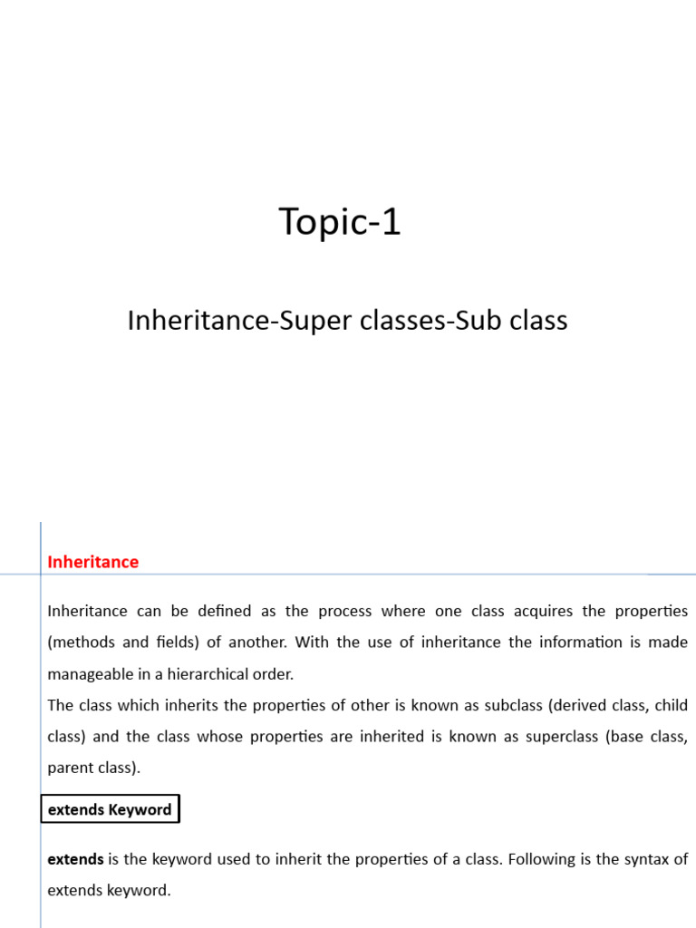 Inheritance-Super Class and Sub Class | PDF | Inheritance (Object ...