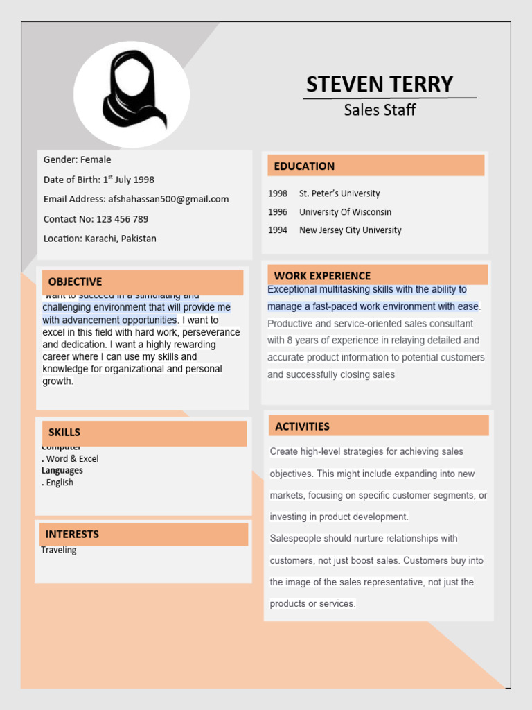 Steven Terry: Sales Staff | PDF