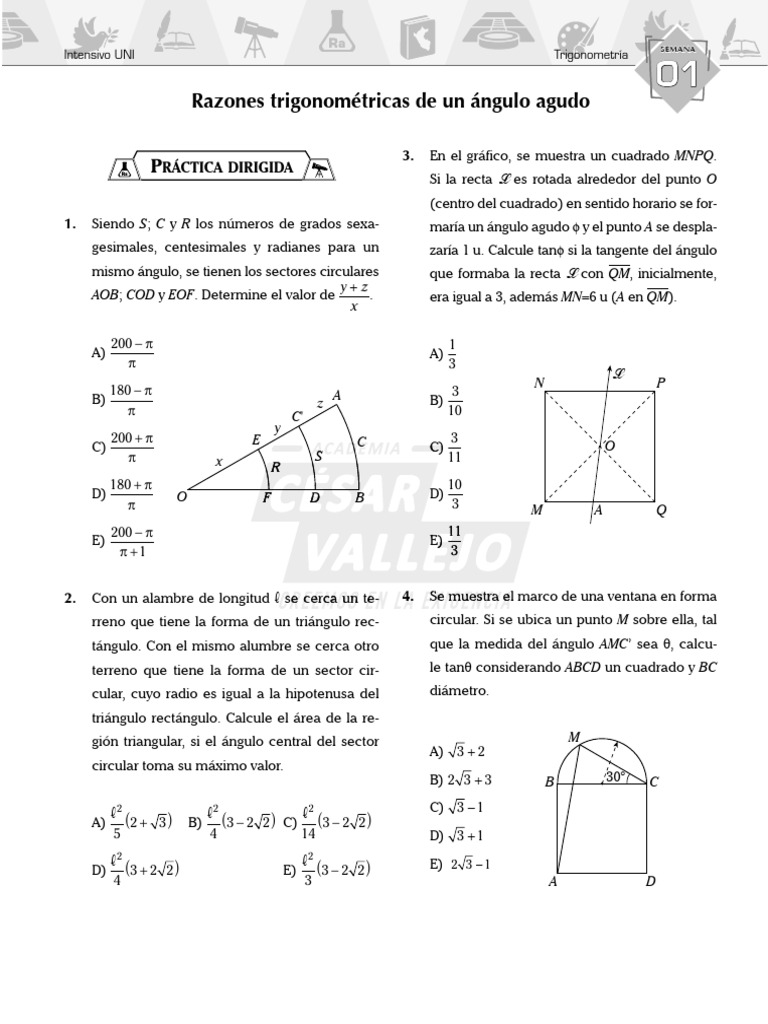 Sem01 T IUNI | PDF | Ángulo | Trigonometría