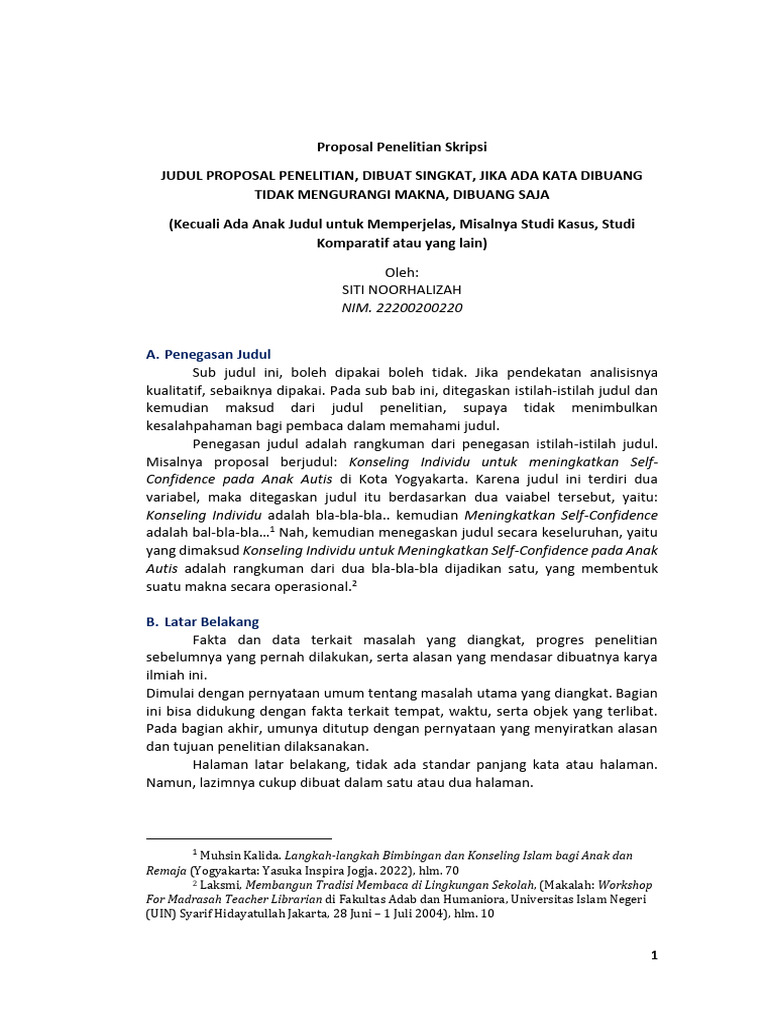 Format Proposal Penelitian Skripsi | PDF