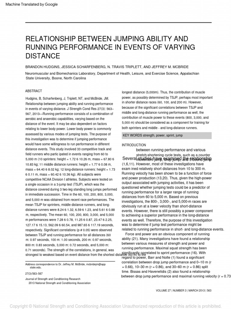 Relationship Between Jumping Ability and Running.1-1 | PDF | Long ...