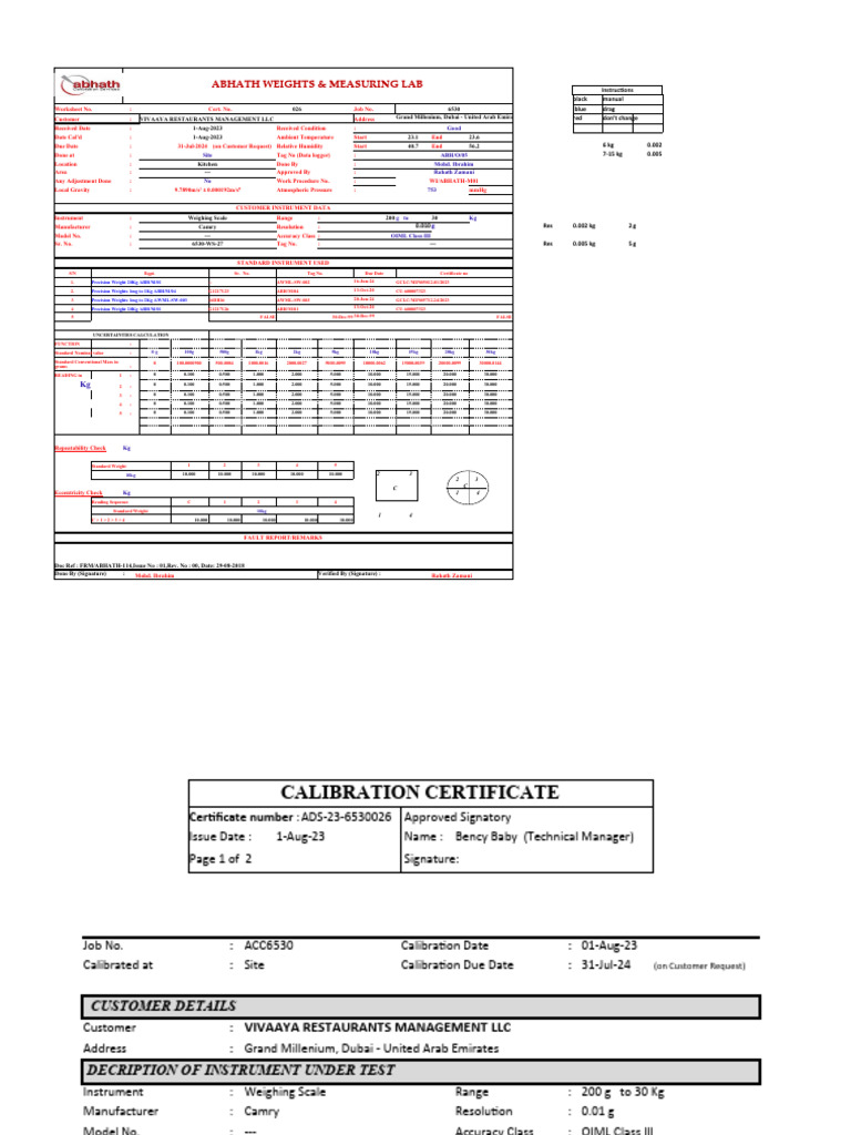 ADS-236530026-30 KG Weighing Scale | Download Free PDF | Calibration ...