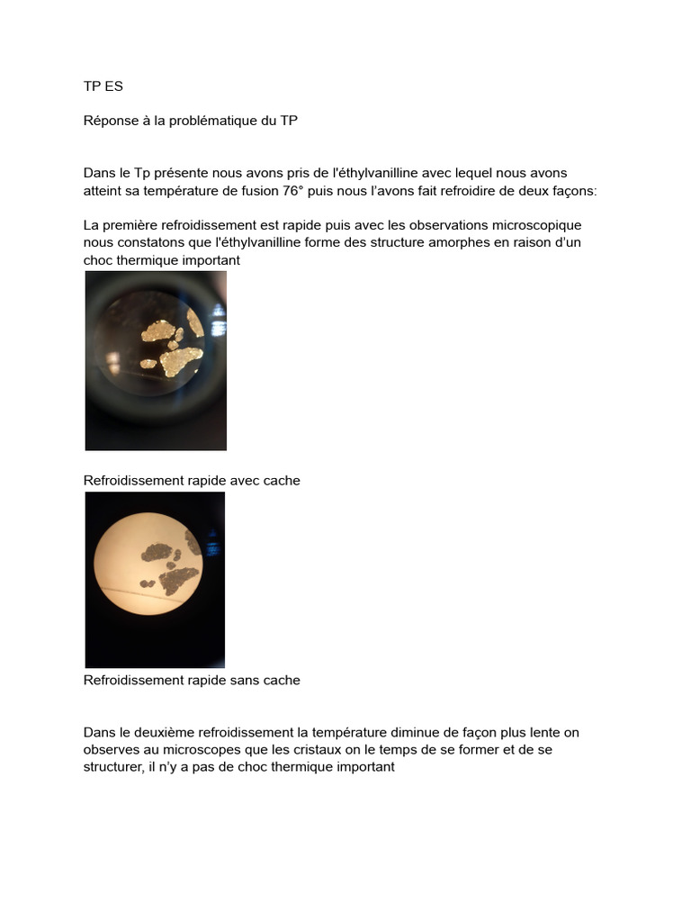 Étude des cristaux d'éthylvanilline et roches | PDF | Sciences et ...