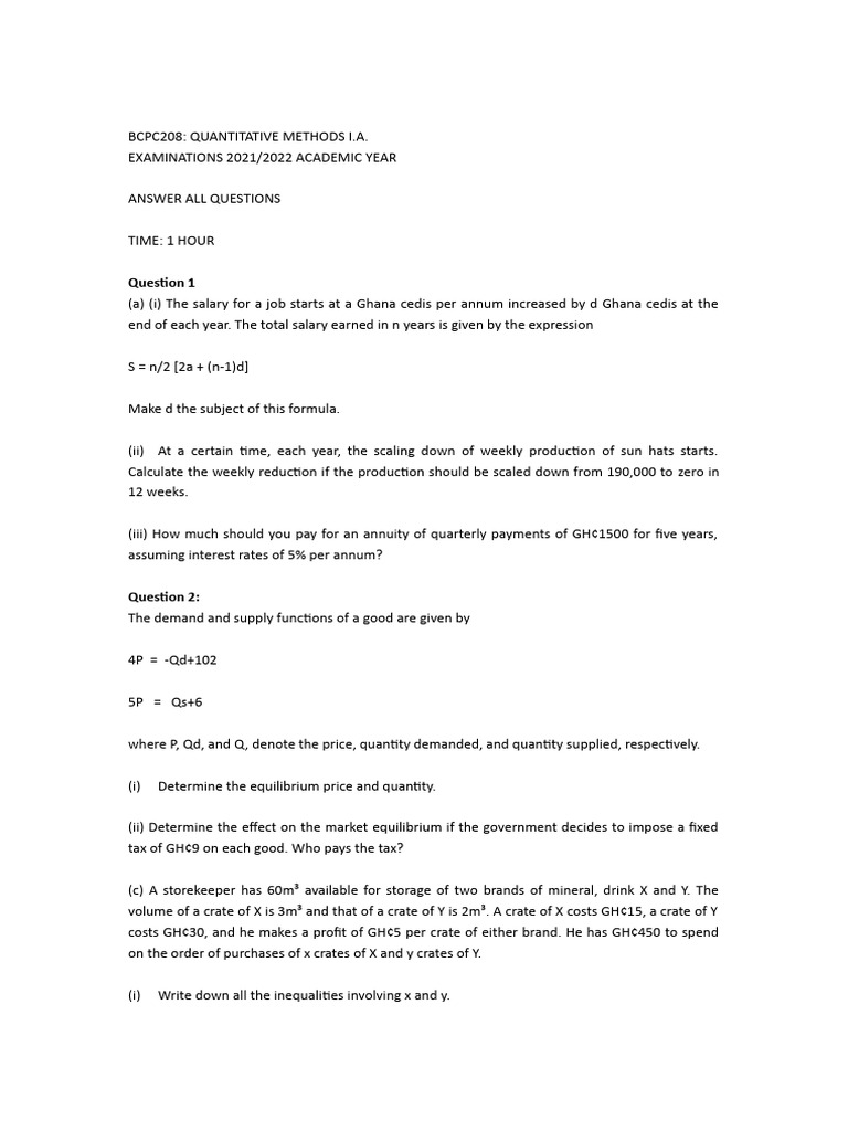 Denutsui Tutorials (Quantitative Methods IA Solved) | PDF | Interest | Prices