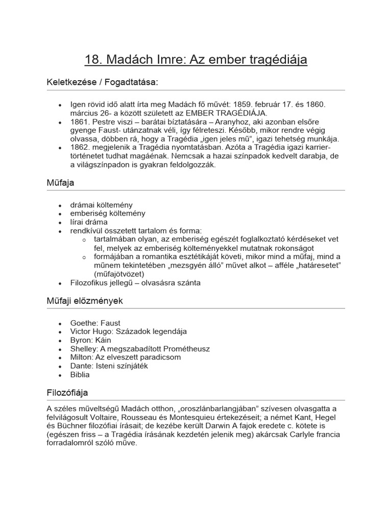 Madách Imre Az Ember Tragédiája | PDF