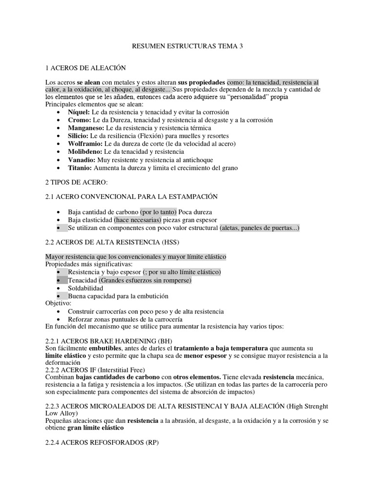 RESUMEN ESTRUCTURAS t3 | PDF | Acero | Aluminio