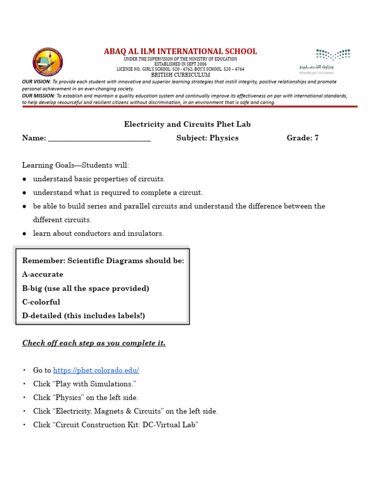 Electricity and Currents Phet Lab | PDF | Series And Parallel Circuits ...