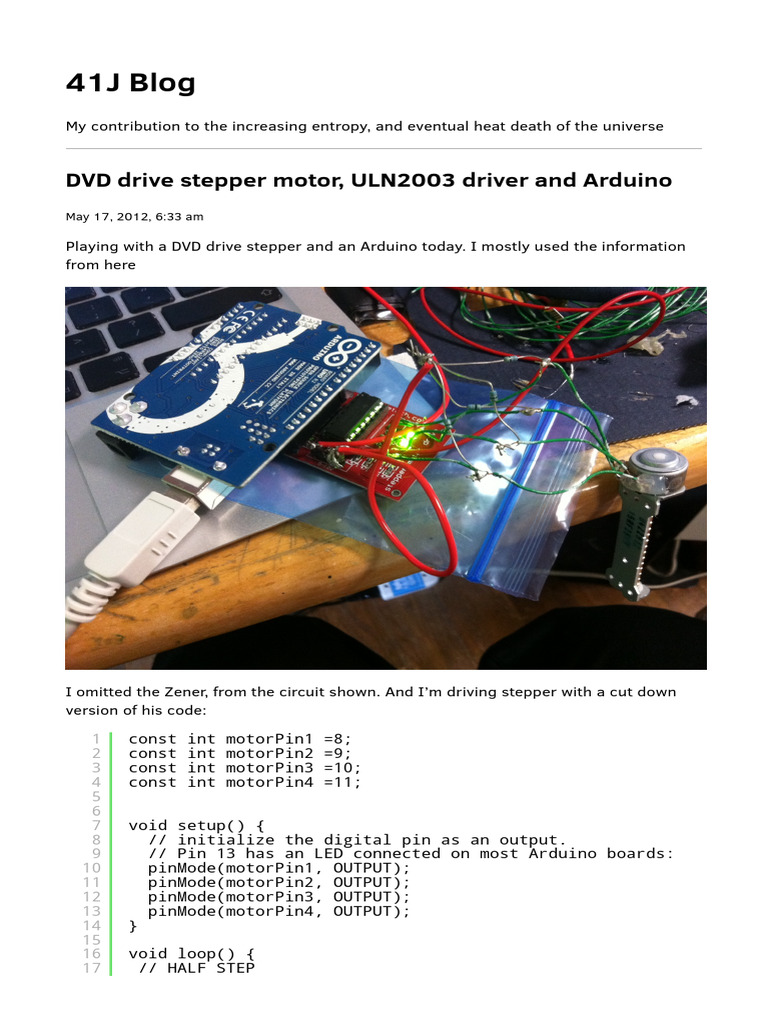 Arduino DVD Stepper Motor Guide | PDF | Arduino | Computer Engineering