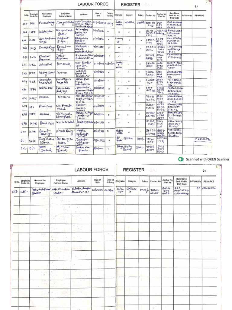 Labour Force Register | PDF