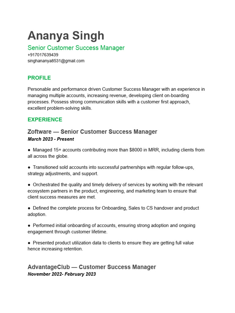 Ananya Resume - 2024 | Download Free PDF | Business | Business Economics