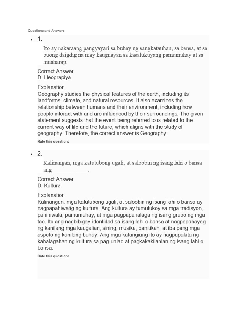 Kasaysayan Review Material | PDF | Philippines