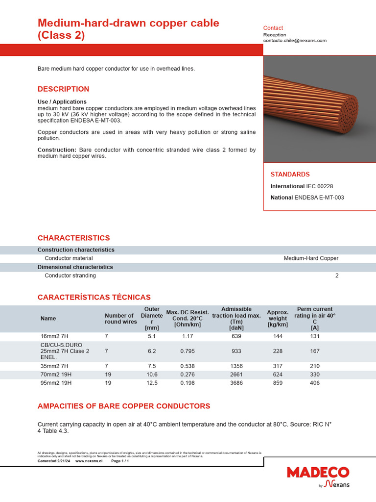 Nexans - Medium Hard Drawn Copper Cabl... | PDF | Electrical Conductor | Building Engineering