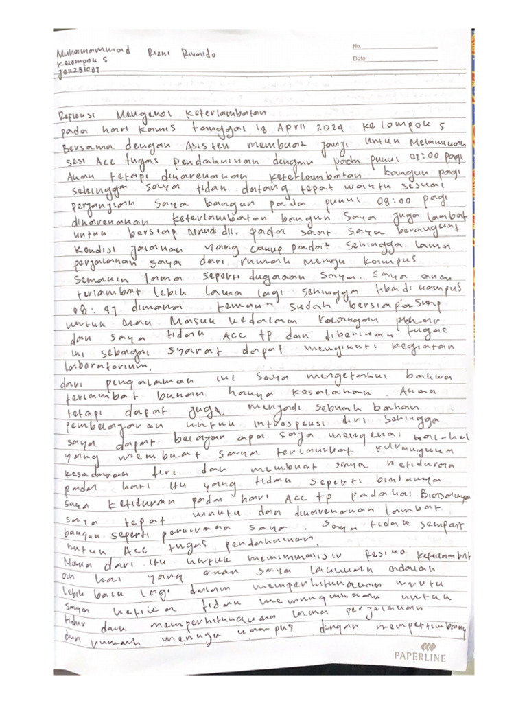 Refleksi Keterlambatan Muhammad Rizki Rivaldo Kelompok 5 | PDF