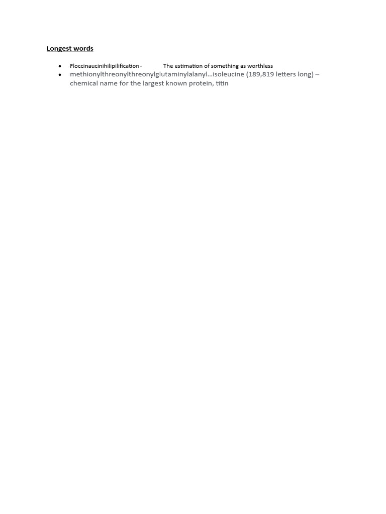 Longest Protein Name: Titin | PDF