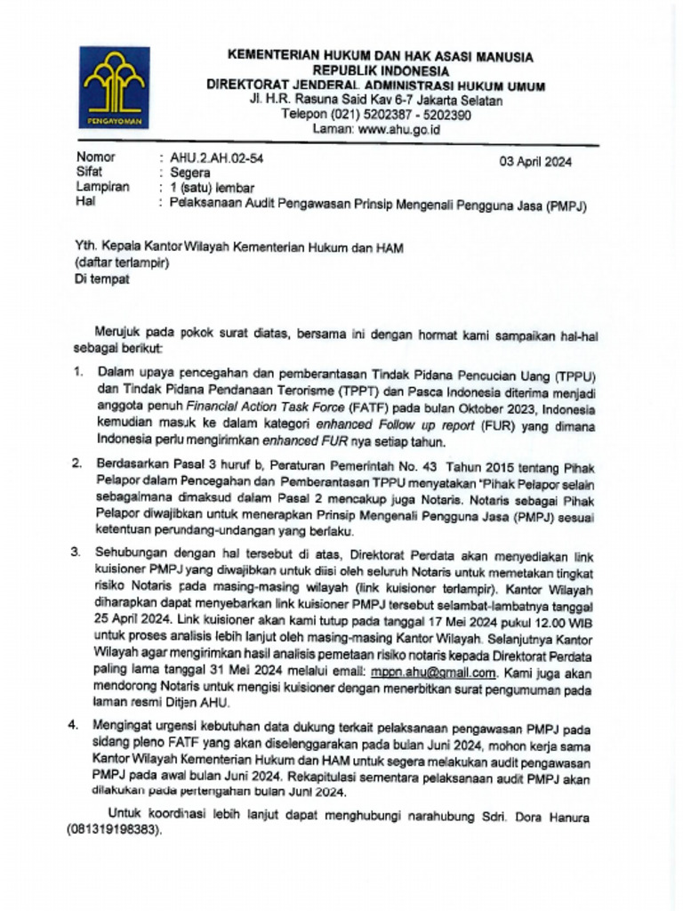 Pelaksanaan Audit Pengawasan Prinsip Mengenai Pengguna Jasa (PMPJ) | PDF