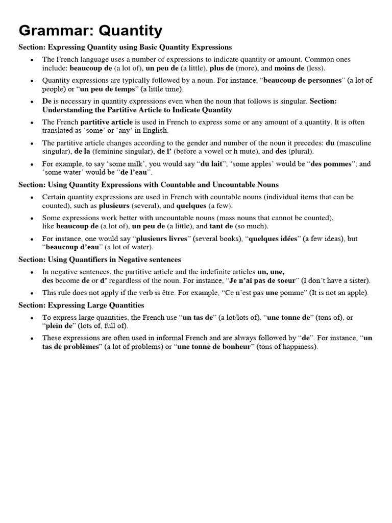 Grammar Quantity | PDF