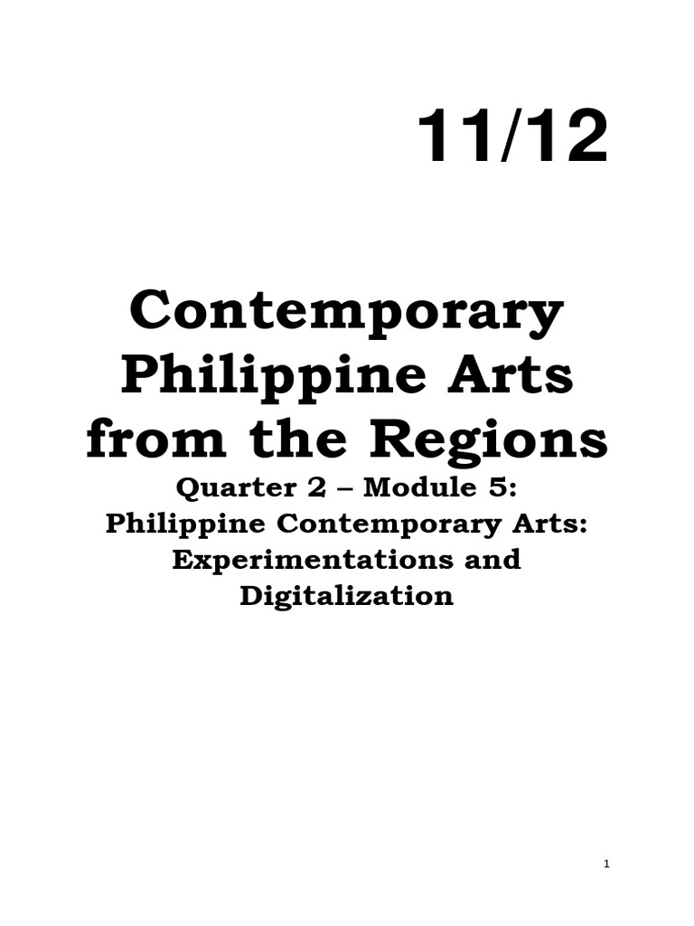 2nd Quarter Module 5 On Contemporary Philippine Arts From The Regions ...