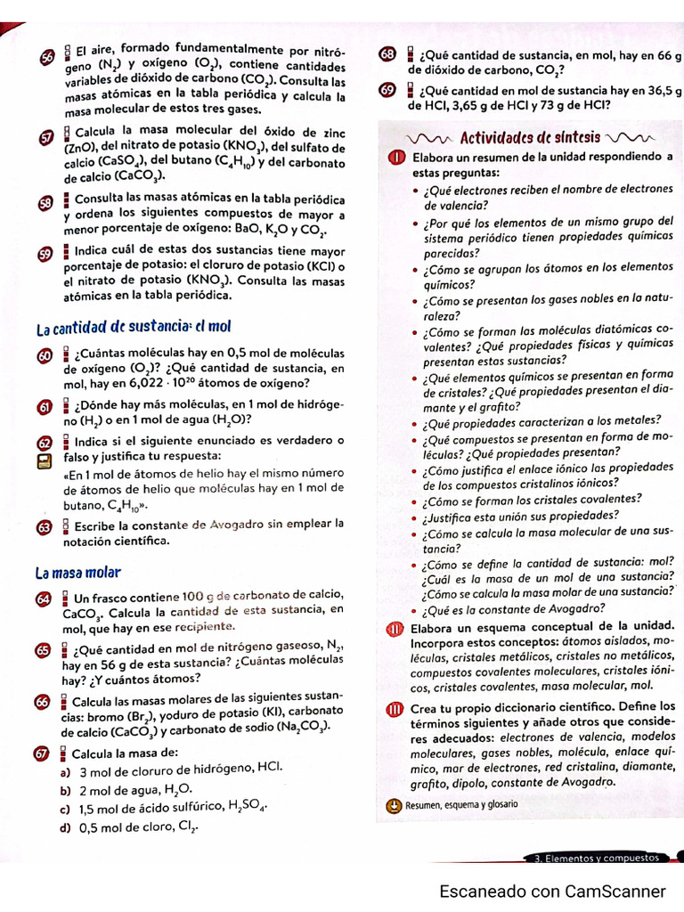 Ejercicios Cálculo de Moles | PDF