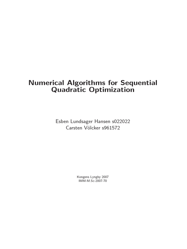 Numerical Algorithms For Sqp Pdf Mathematical Optimization Matrix