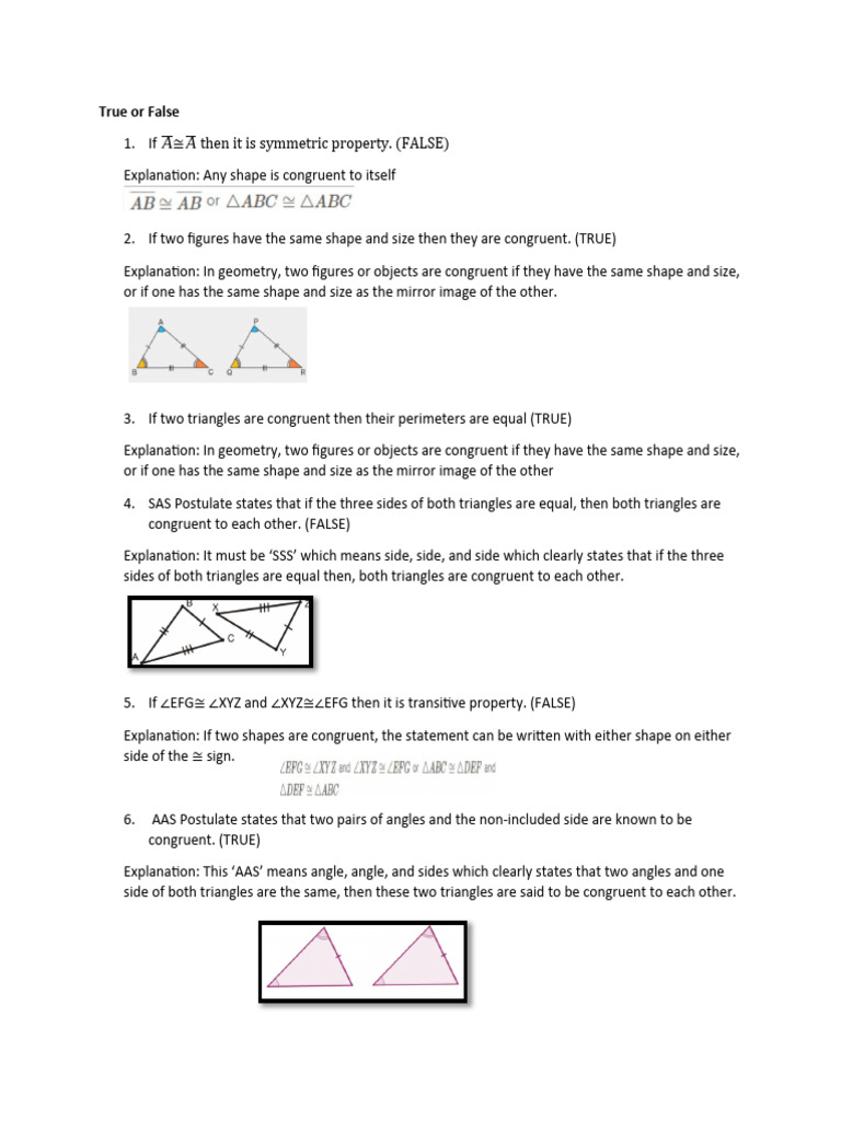 Triangle Congruence Properties Explained | PDF | Elementary Geometry ...