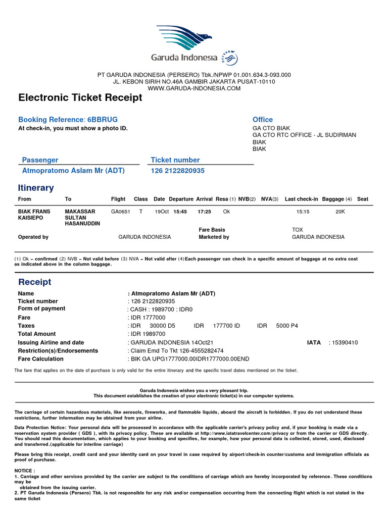 Your Electronic Ticket Receipt | PDF | Dangerous Goods