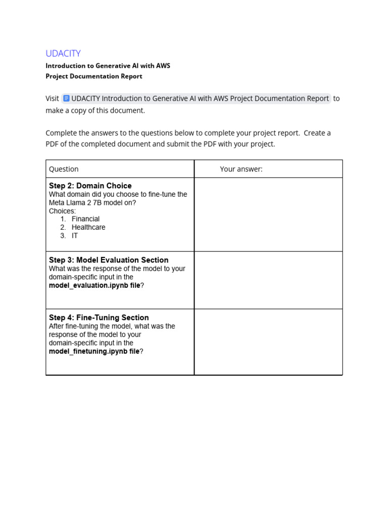 UDACITY Introduction To Generative AI With AWS Project Documentation ...
