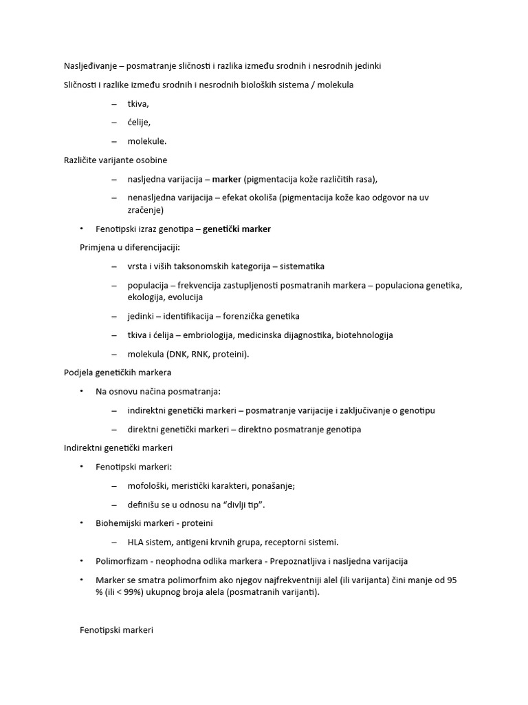 Geneticki Markeri - Predavanja | PDF