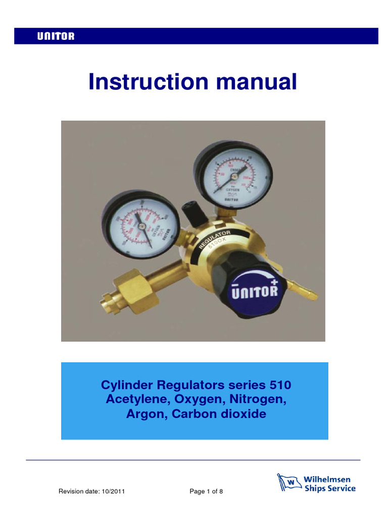 Unitor Cylinder Regulator | PDF | Valve | Pressure