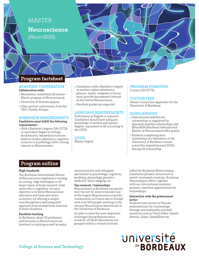 Master Neurosciences | PDF | Neuroscience | Academic Degree