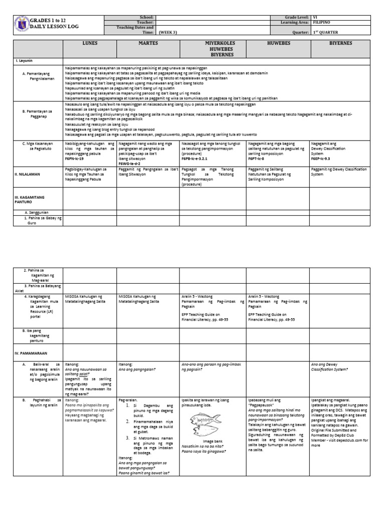 Filipino DLL | PDF