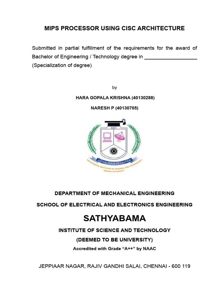 MIPS Processor with CISC Design | PDF | Central Processing Unit ...