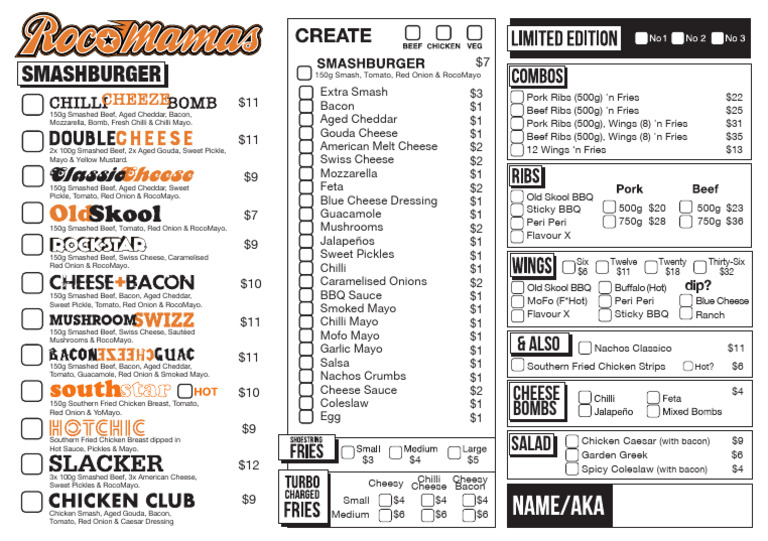 zw-rocomamas-menu (1) | PDF | Sauce | Bacon