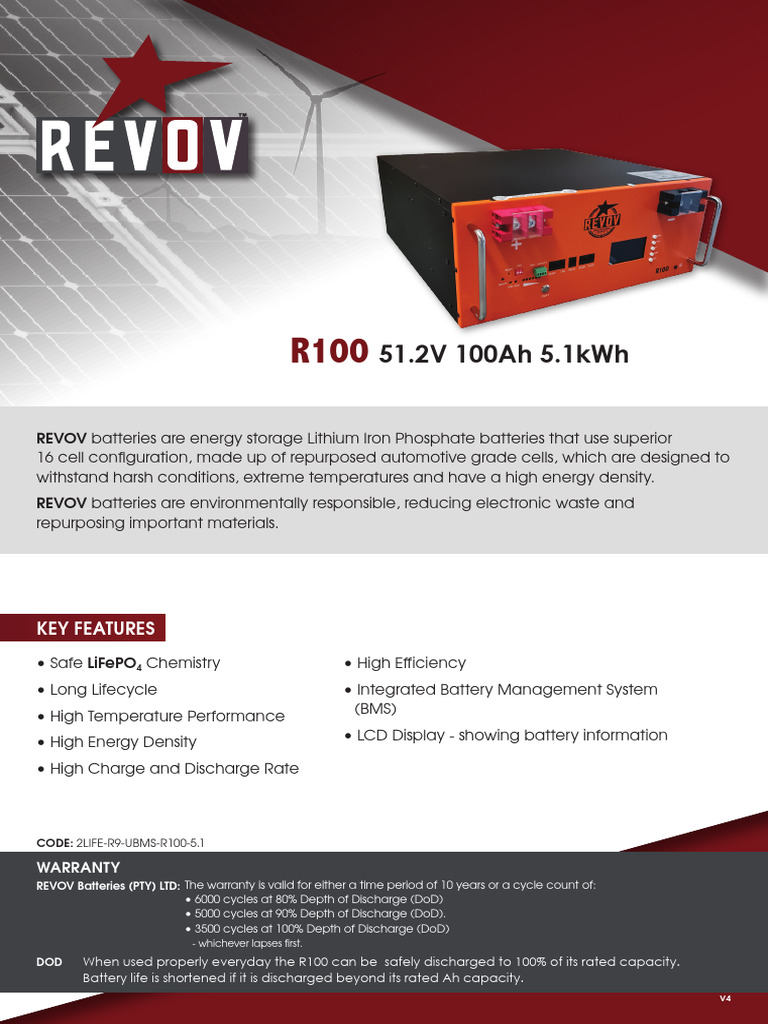 3 REVOV R100 - SpecV4 | PDF | Electricity | Battery (Electricity)