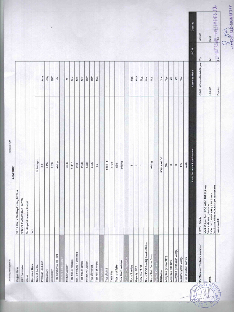 BOM Annexure | PDF